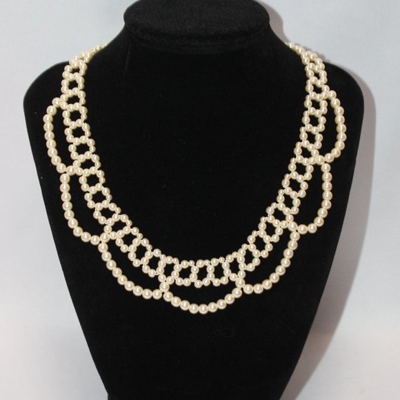 Circa | Jewelry | Vintage Faux Cream Pearl Bead Collar Choker Necklace ...